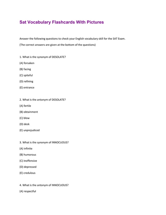Sat Vocabulary Flashcards With Pictures | PDF | Law