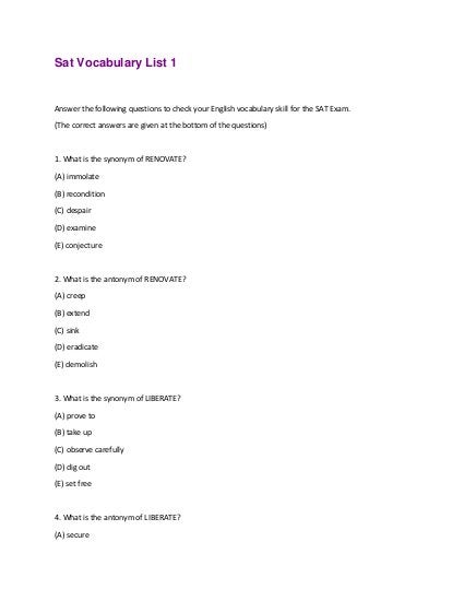 Sat Vocabulary List 1 | PDF