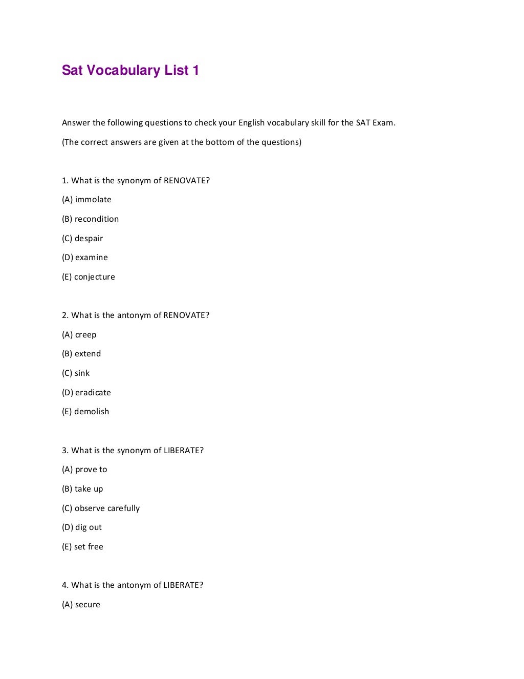 Sat Vocabulary List 1 | PDF