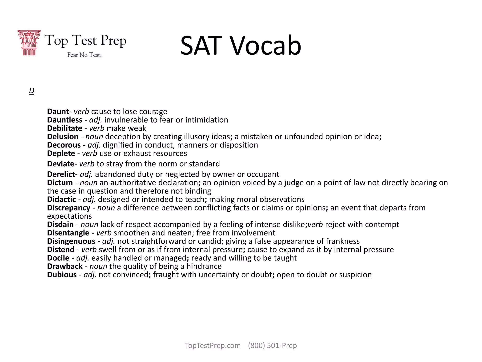 Most Common SAT Vocabulary Words | SAT Vocab List | TopTestPrep.com