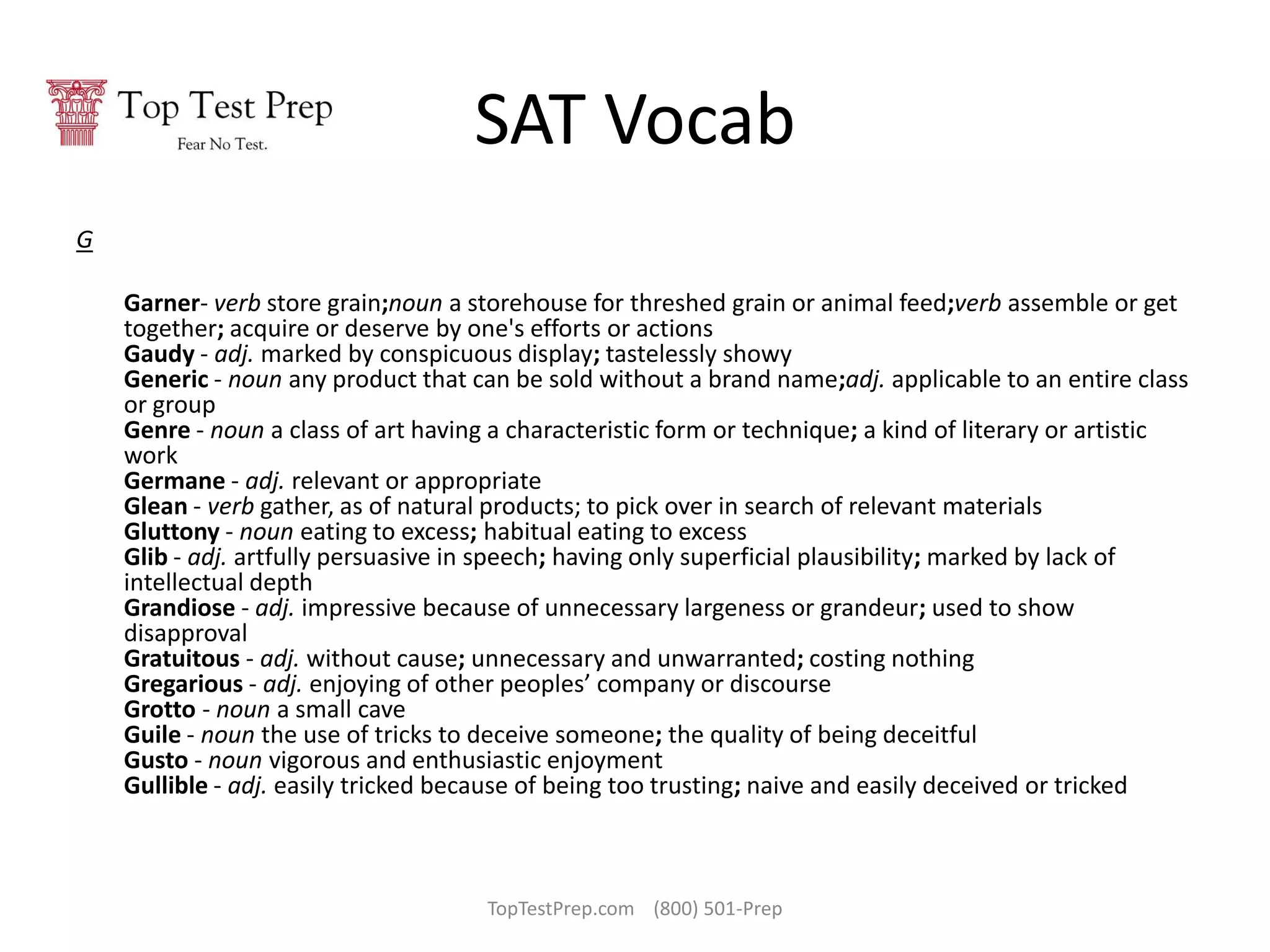 Most Common SAT Vocabulary Words | SAT Vocab List | TopTestPrep.com