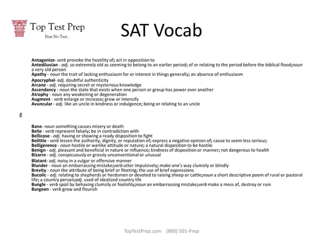 Most Common SAT Vocabulary Words | SAT Vocab List | TopTestPrep.com
