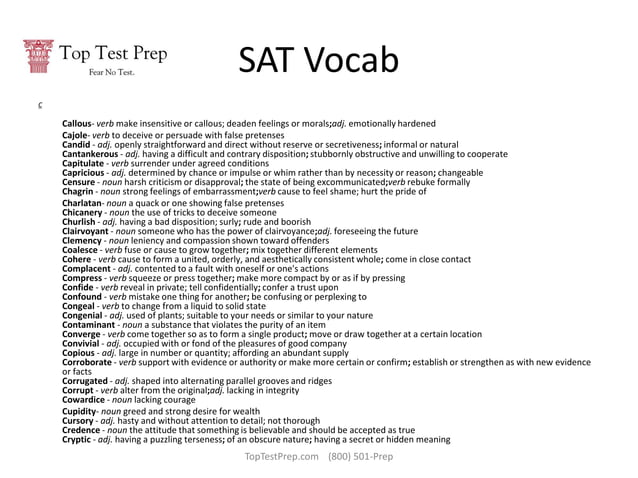 Most Common SAT Vocabulary Words | SAT Vocab List | TopTestPrep.com