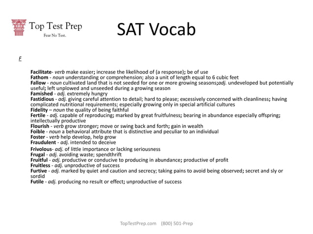 Most Common SAT Vocabulary Words | SAT Vocab List | TopTestPrep.com