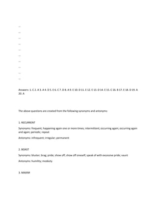 Sat Vocabulary Practice Questions | PDF