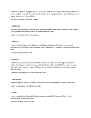 Sat Vocabulary Practice Questions | PDF