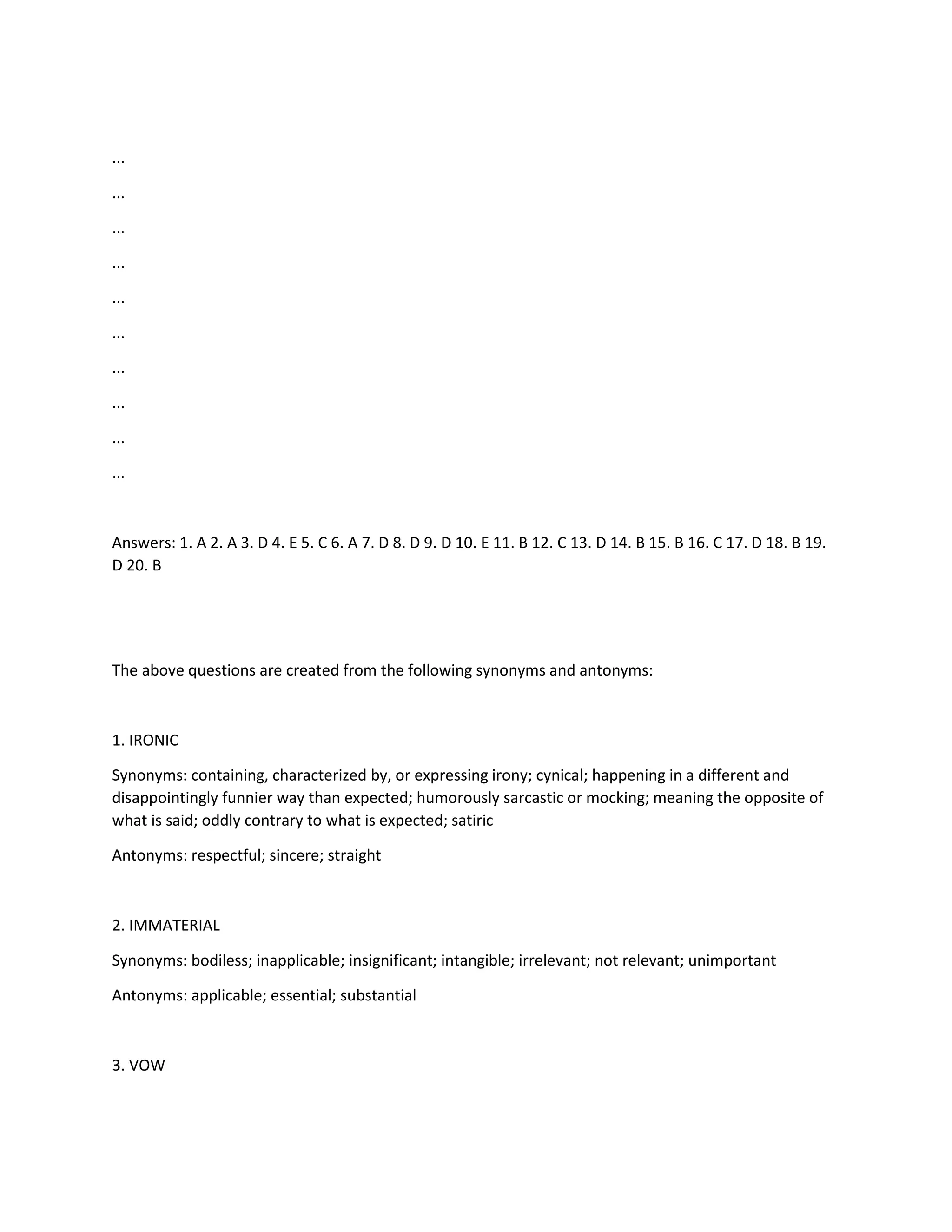 Sat Vocabulary Questions | PDF