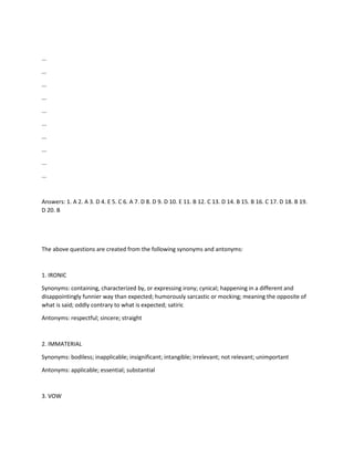 Sat Vocabulary Questions | PDF