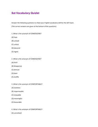 Sat Vocabulary Quizlet | PDF