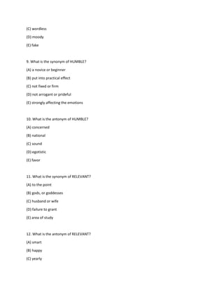 Sat Vocabulary Review | PDF