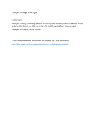 Sat Vocabulary Study Guide | PDF