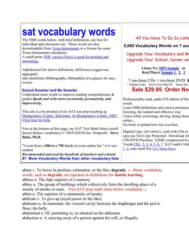 Sat vocabulary words | DOCX | Education