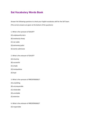 Sat Vocabulary Words Book | PDF