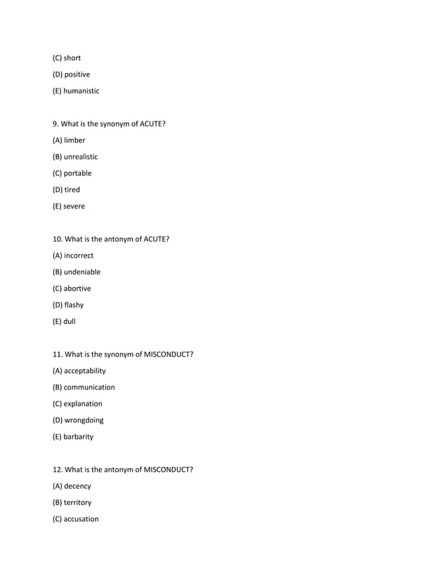 Sat Vocabulary Words With Definitions And Sentence | PDF