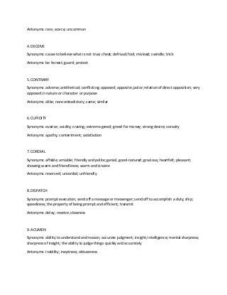 Sat Vocabulary Words With Sentences | PDF