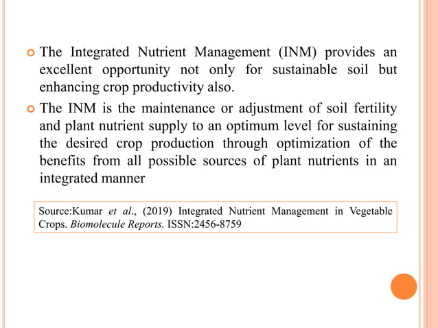 INTEGRATED USE OF BIOINOCULANTS AND FERTILIZERS IN VEGETABLES FOR ...