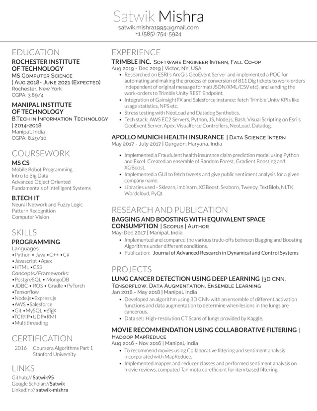 Satwik Mishra Resume | PDF