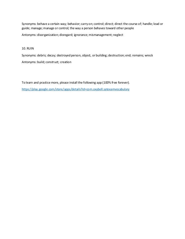 Sat Word Of The Day List | PDF