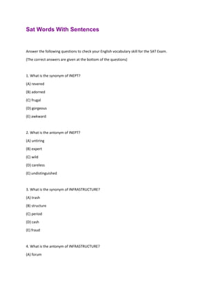 Sat Words With Sentences | PDF