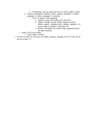 SAT Workshop Curriculum | PDF