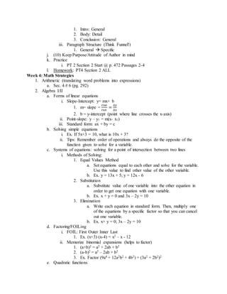 SAT Workshop Curriculum | PDF