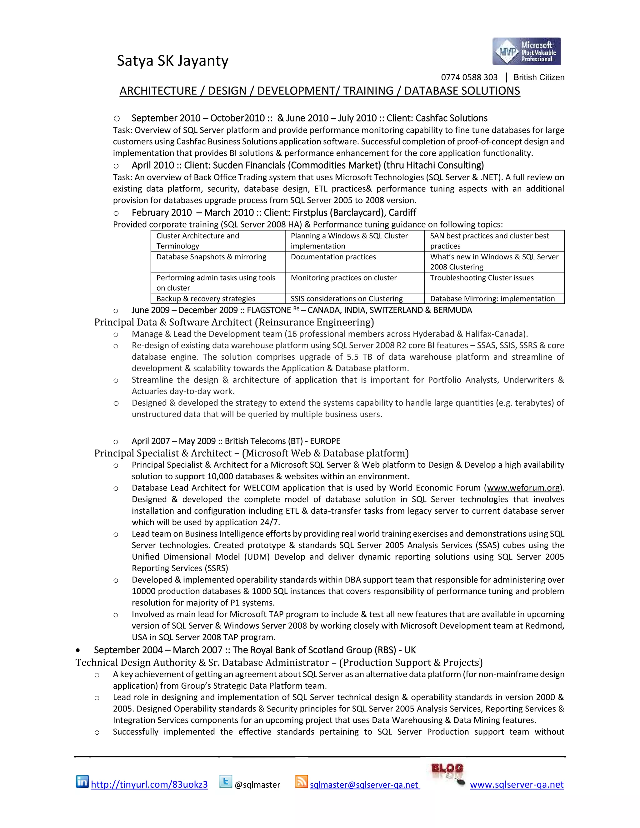 Satya jayanty CV | PDF | Databases | Computer Software and Applications