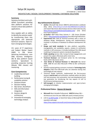 Satya jayanty CV | PDF | Databases | Computer Software and Applications