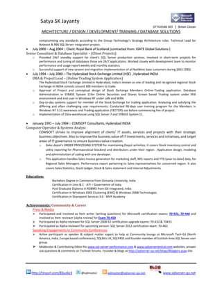 Satya jayanty CV | PDF | Databases | Computer Software and Applications