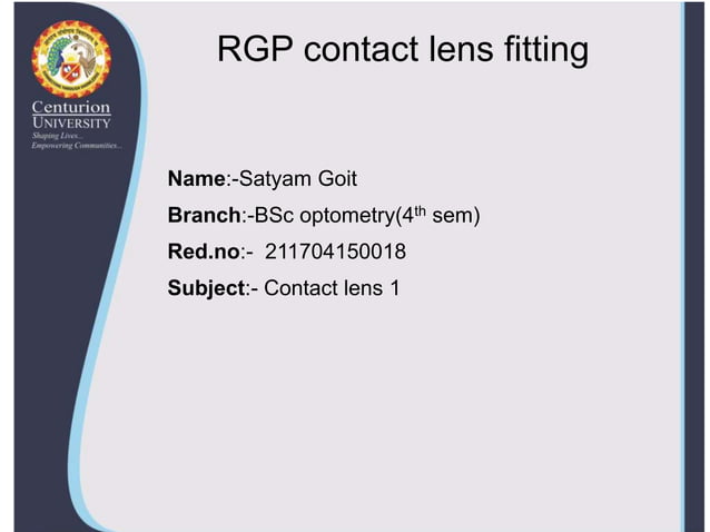 RGP contact lens fitting | PPTX | Eye and Vision Conditions | Diseases ...