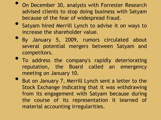 Satyam fiasco presentation | PDF