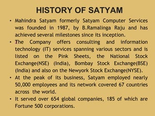 Satyam fiasco presentation | PPT