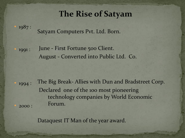 Satyam case study | PPT