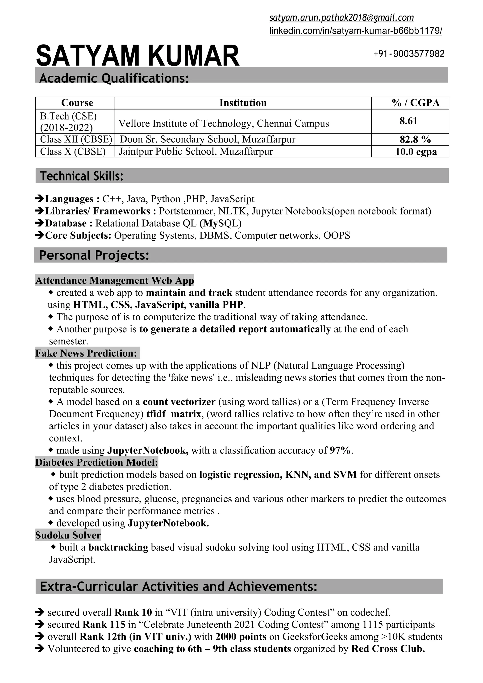 Satyam new resume | PDF