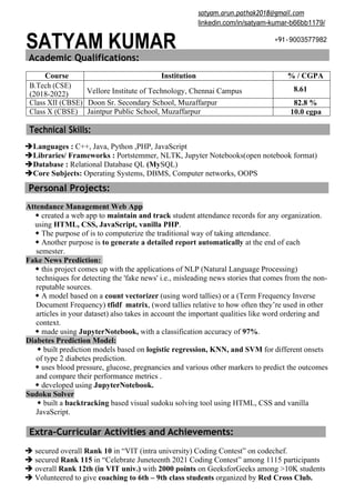 Satyam new resume | PDF