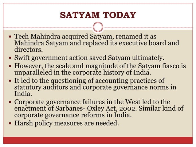 Satyam scam | PPT