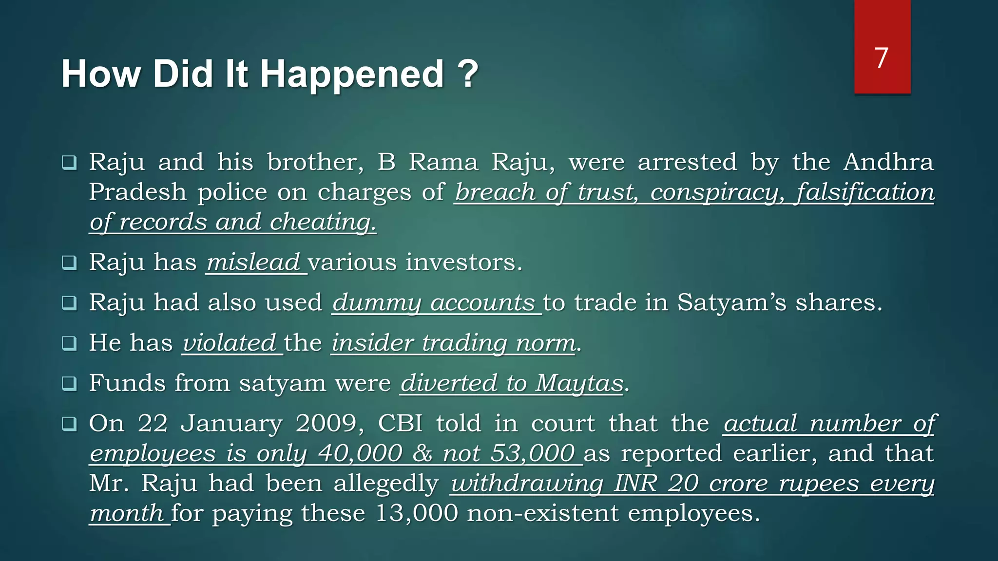 Satyam Computers scam | PPTX