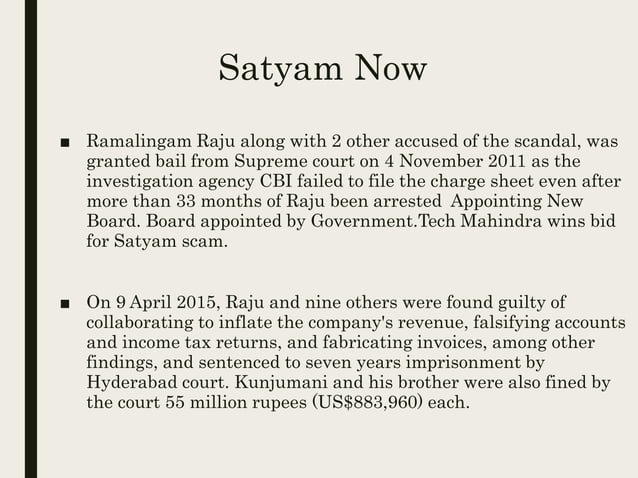 Satyam scam | PPT