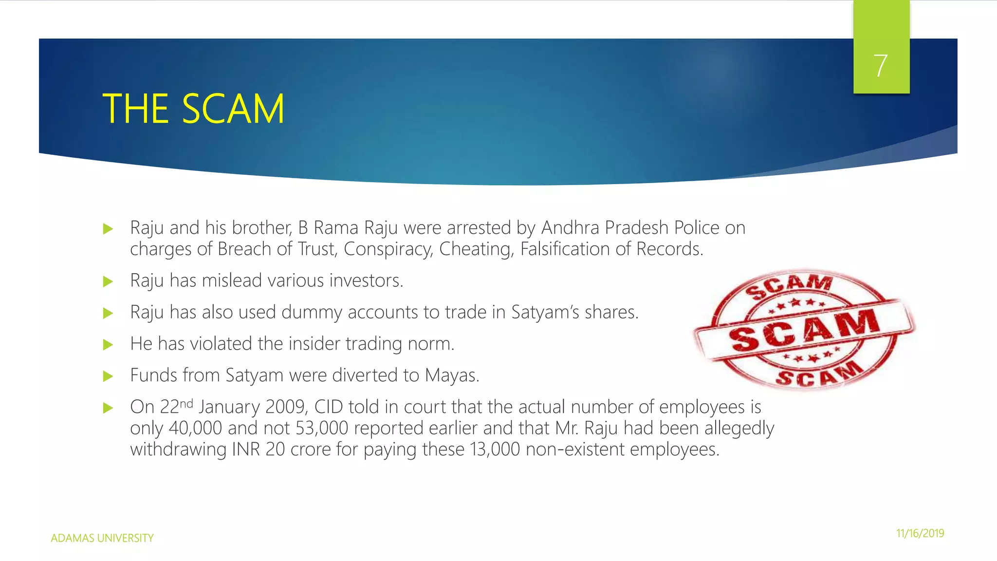 Satyam scam full ppt | PPTX