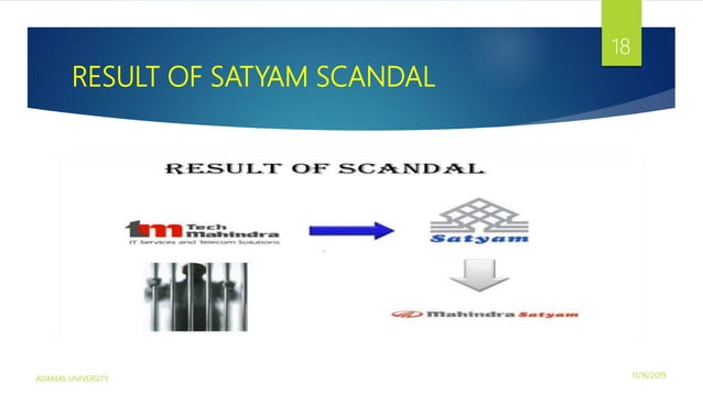 Satyam scam full ppt | PPTX