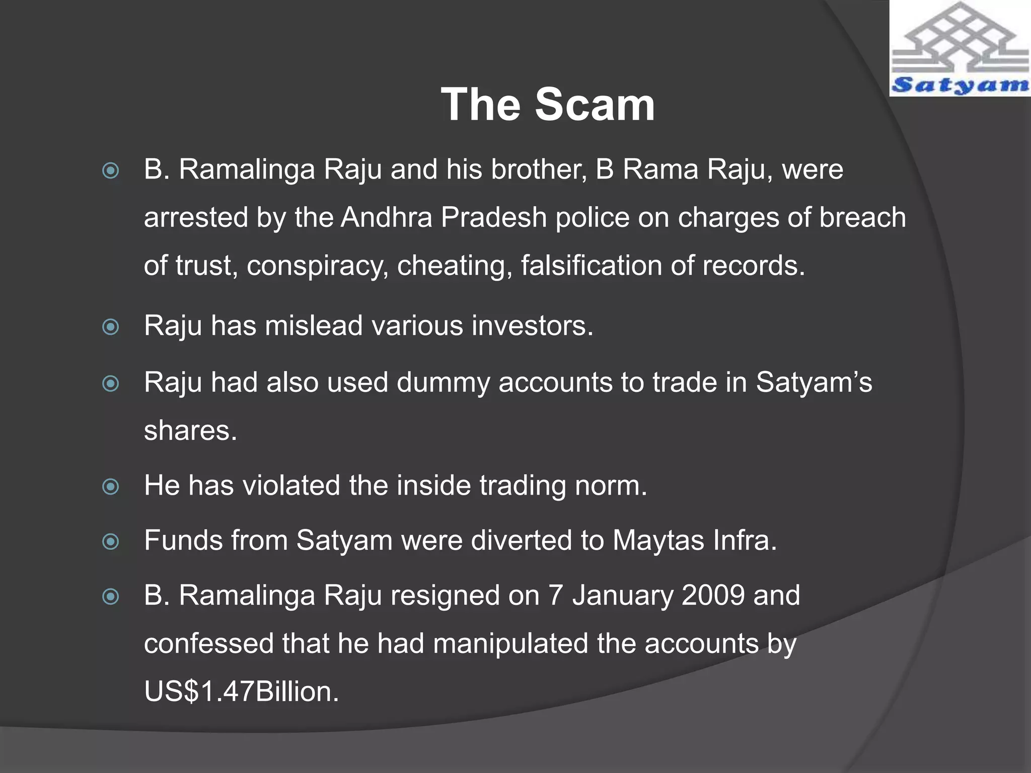 Satyam Scam ppt | PPTX