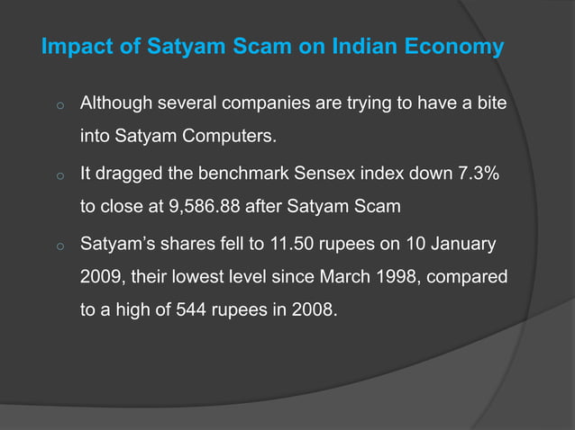 Satyam Scam ppt | PPTX