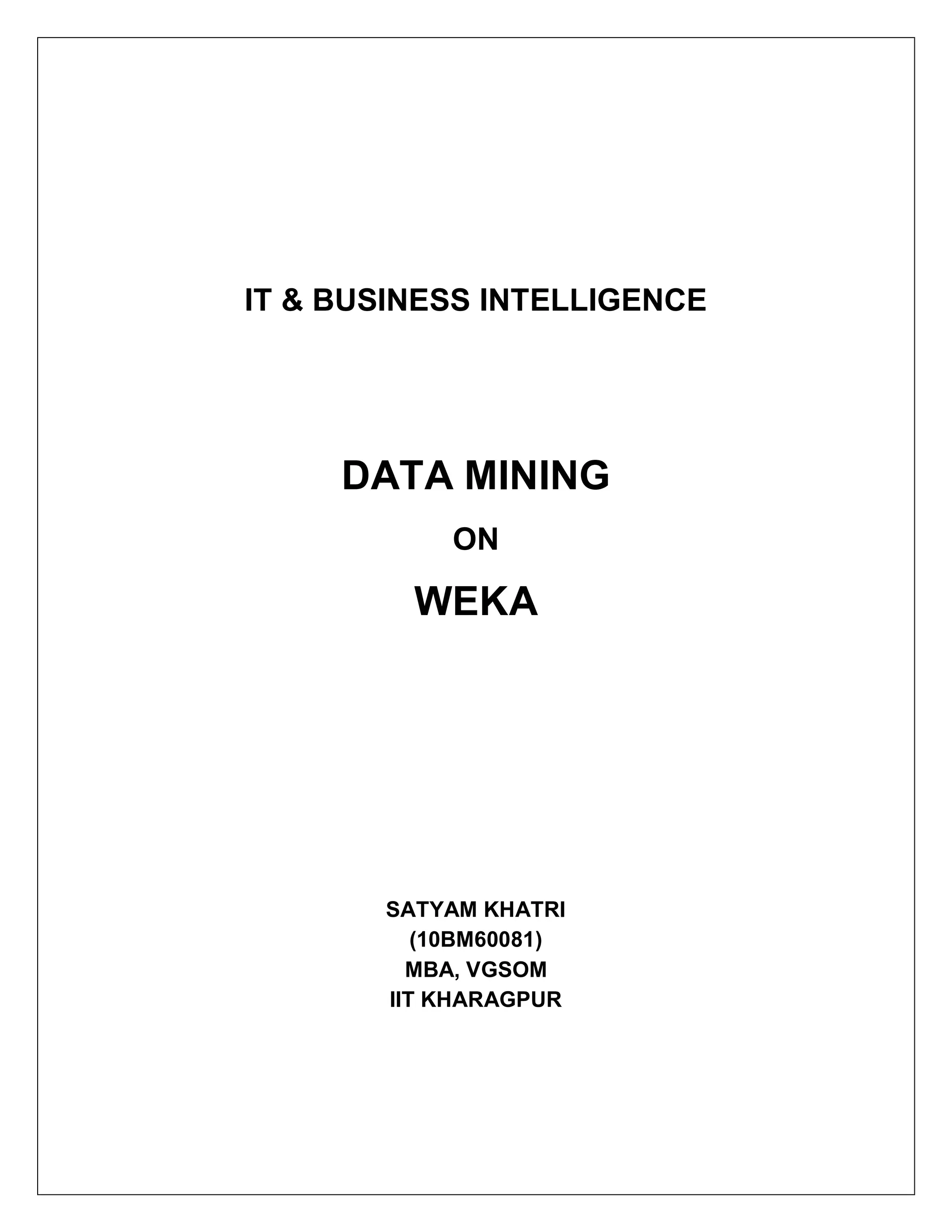 DATA MINING on WEKA | PDF
