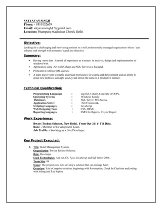 Satya resume | DOCX