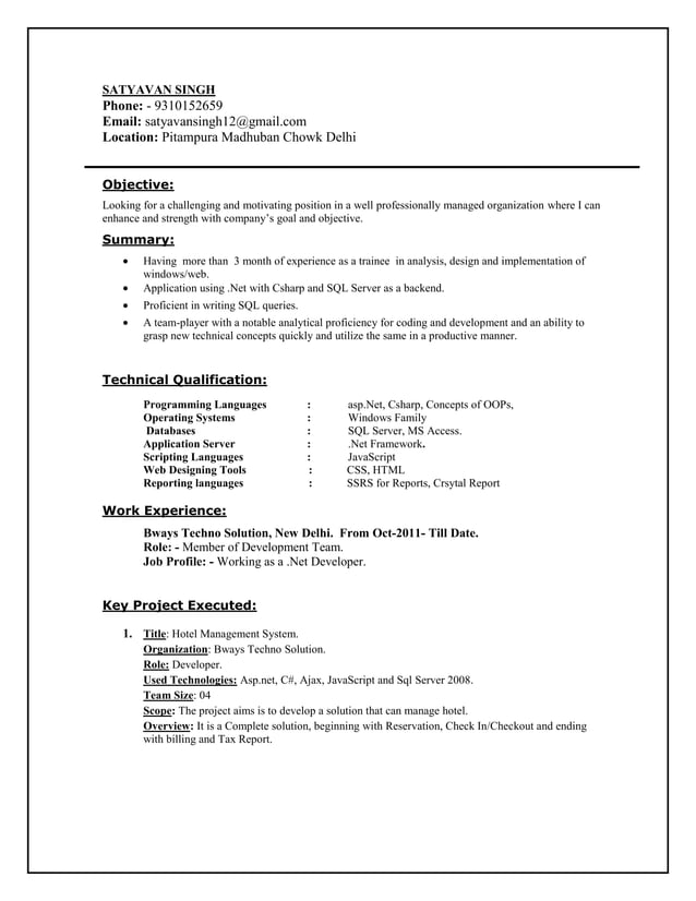Satya resume | DOCX