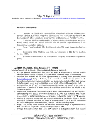 Satya\'s Resume | PDF | Databases | Computer Software and Applications