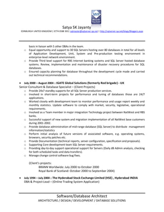 Satya\'s Resume | PDF | Databases | Computer Software and Applications