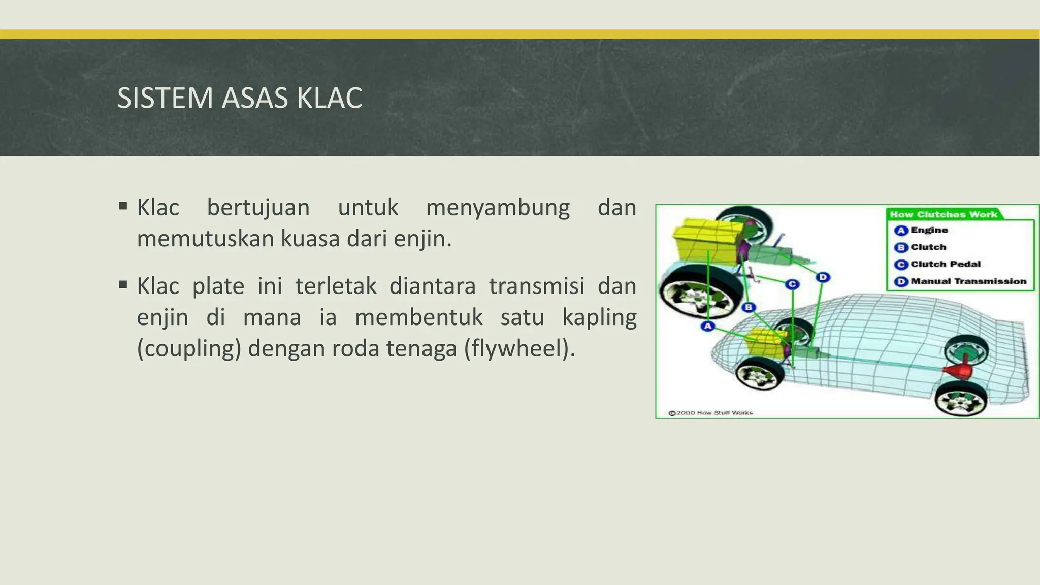 SISTEM KLAC KENDERAAN BAGI TRANSMISI MANUAL KENDERAAN | PPTX