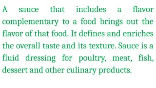 Sauces Lesson Plan For Food and Beverages | PPT