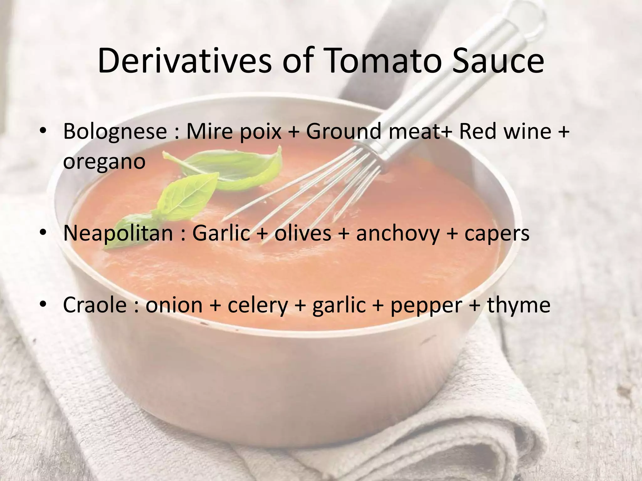 Mother sauces :The five French main sauces | PPTX