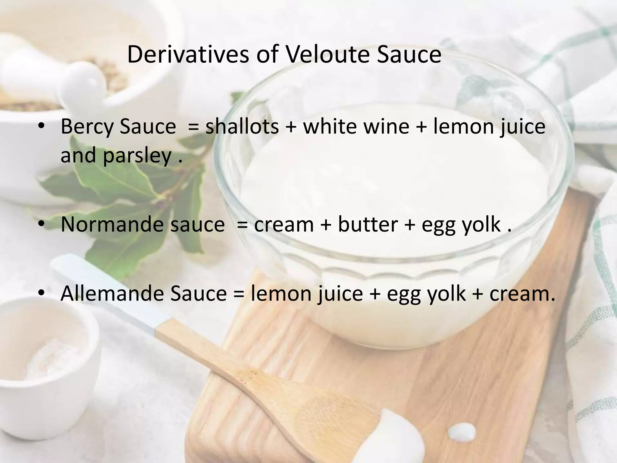 Mother sauces :The five French main sauces | PPTX